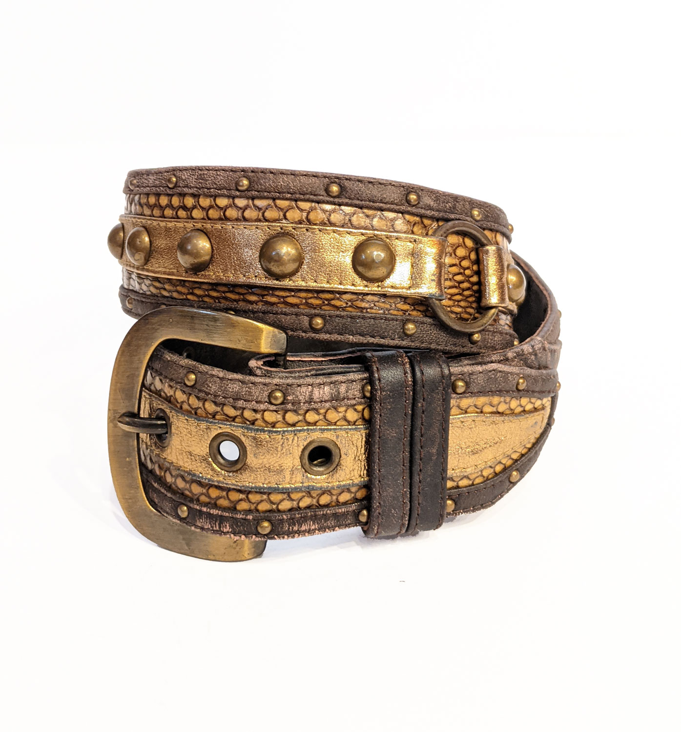 Wild Card Speed Racer Belt - Brown/Gold : Delicious Boutique