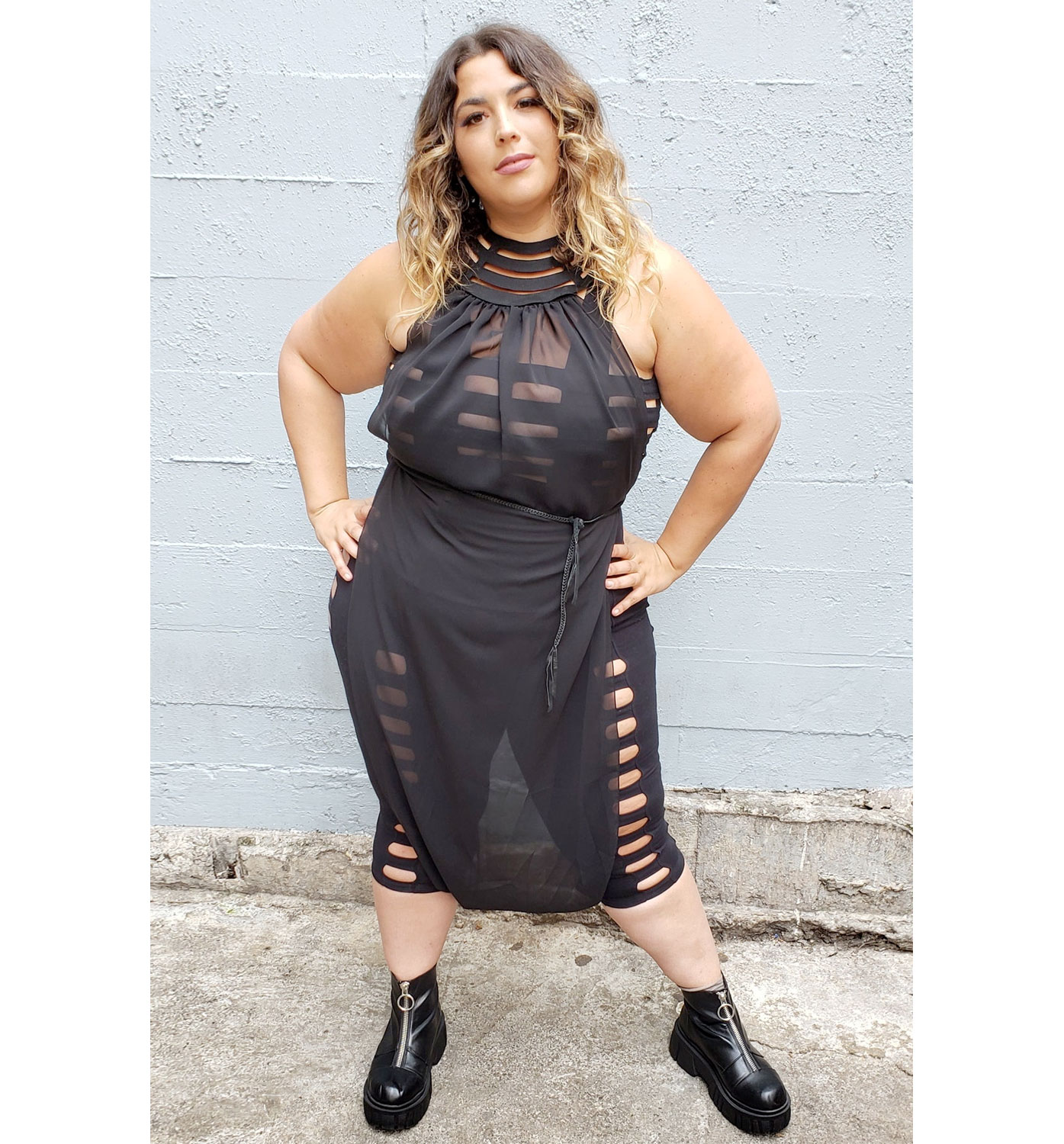 5 & D Desert Cage Dress - Twill/Chiffon : Delicious Boutique