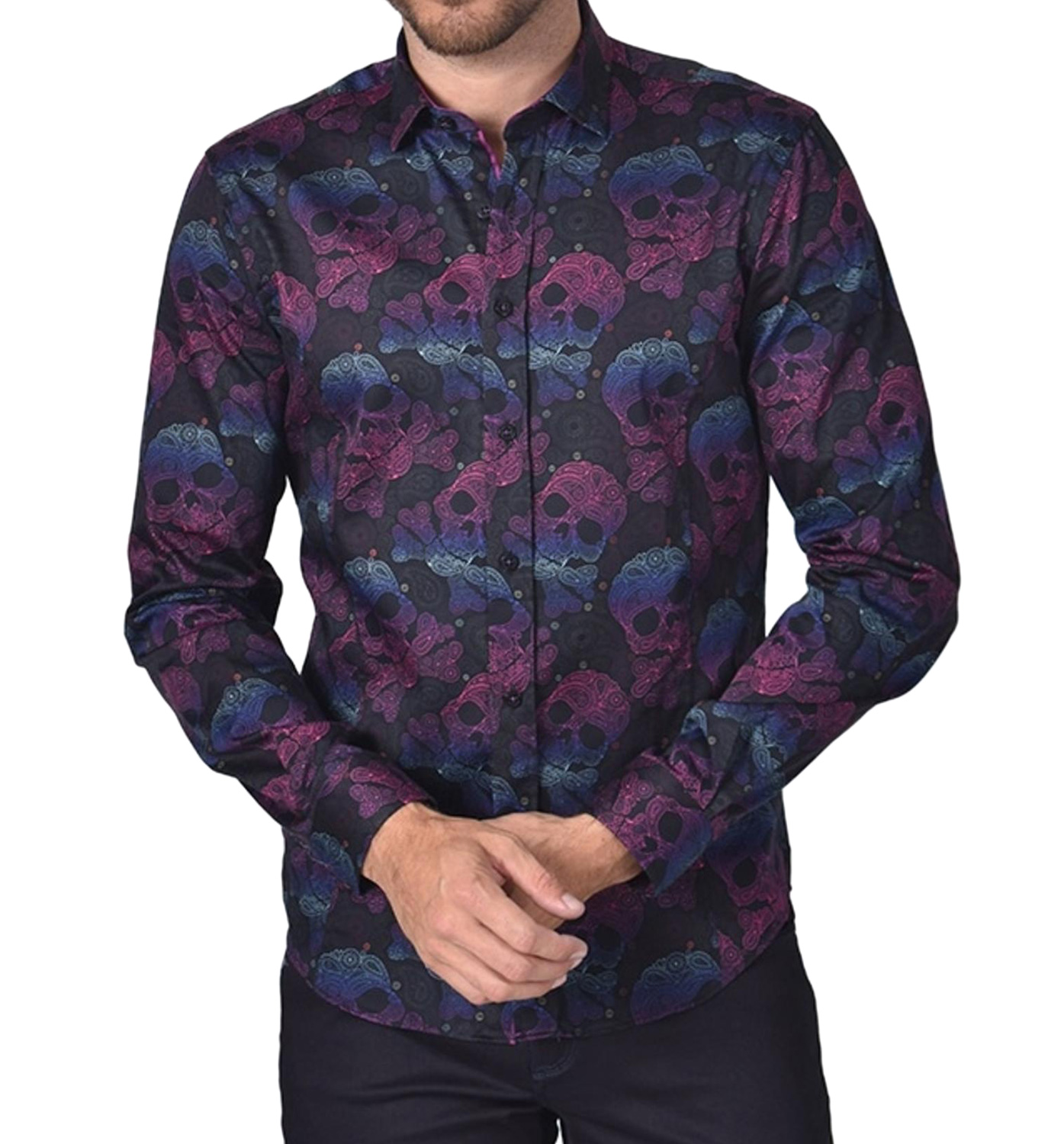 Neon Skulls Button Up Shirt : Delicious Boutique