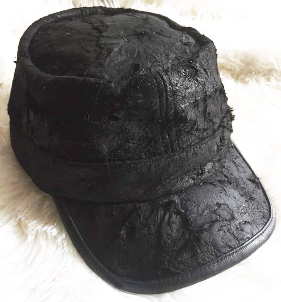 Symbiosis Distressed Leather Cap : Delicious Boutique