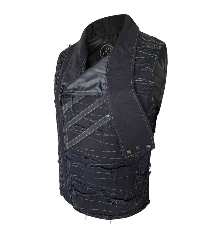 Karol B Denim & Leather Dredd Vest : Delicious Boutique